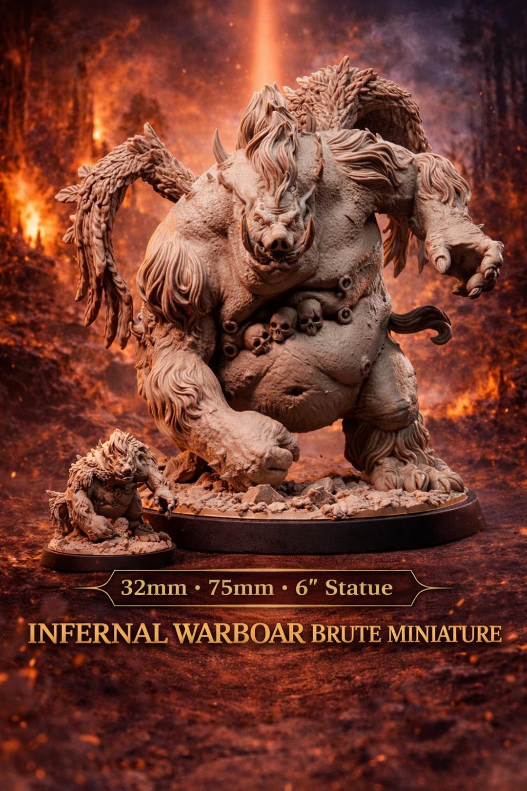 Infernal Warboar Brute Demon Miniature Dark Fantasy Demon Beast RPG ...
