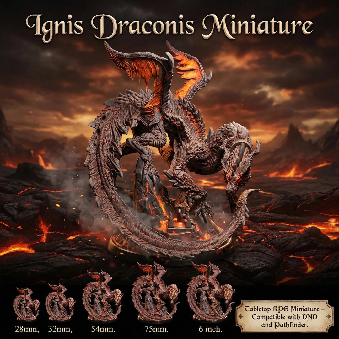 Chained Cave Dragon Miniature 32mm 75mm 6 Inch Collectible Hoard ...