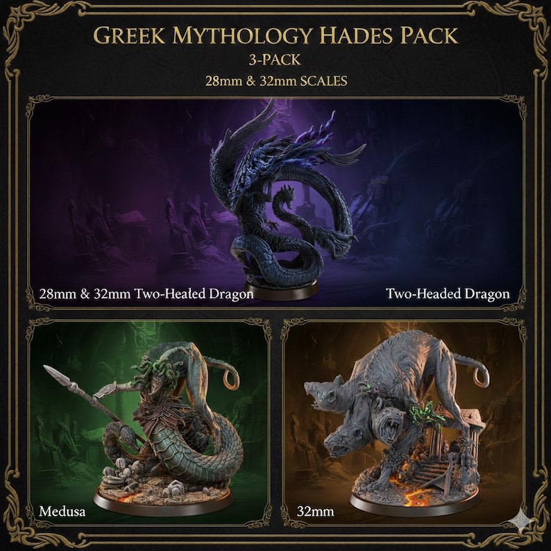 Greek Mythology Hades Pack 3-miniature Set – Underworld Monsters ...