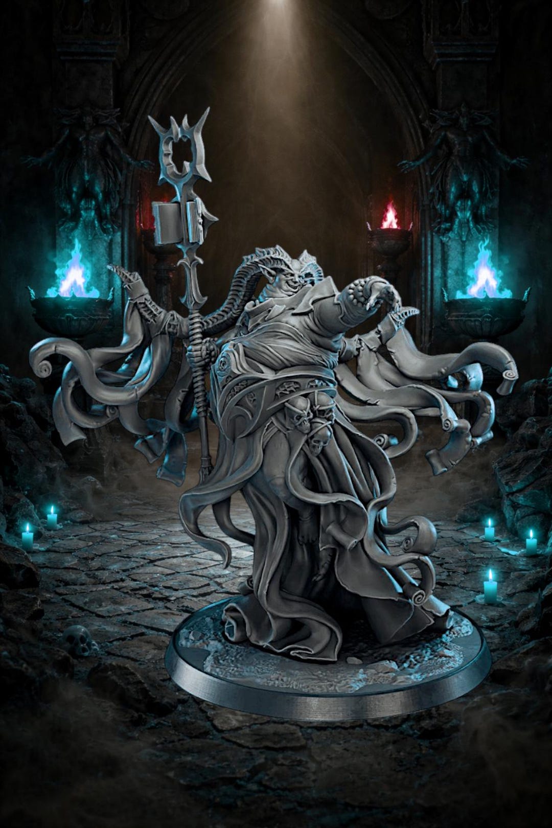 Eldritch Cult Archmage Miniature – Tentacled Void Sorcerer – 28mm 32mm ...