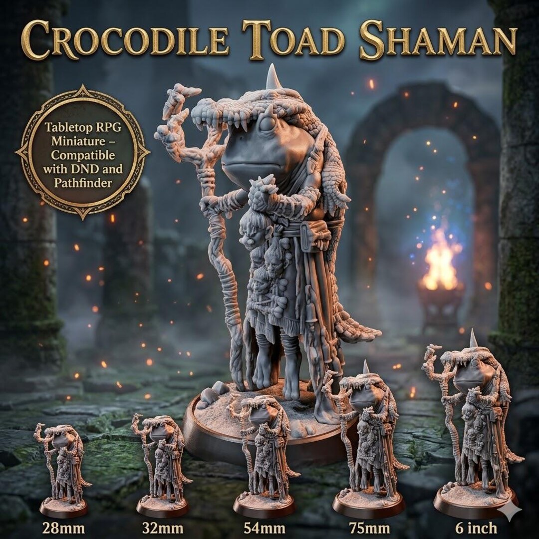 Frog Shaman Resin Miniature – Crocodile Cloak Swamp Mystic for D&D ...
