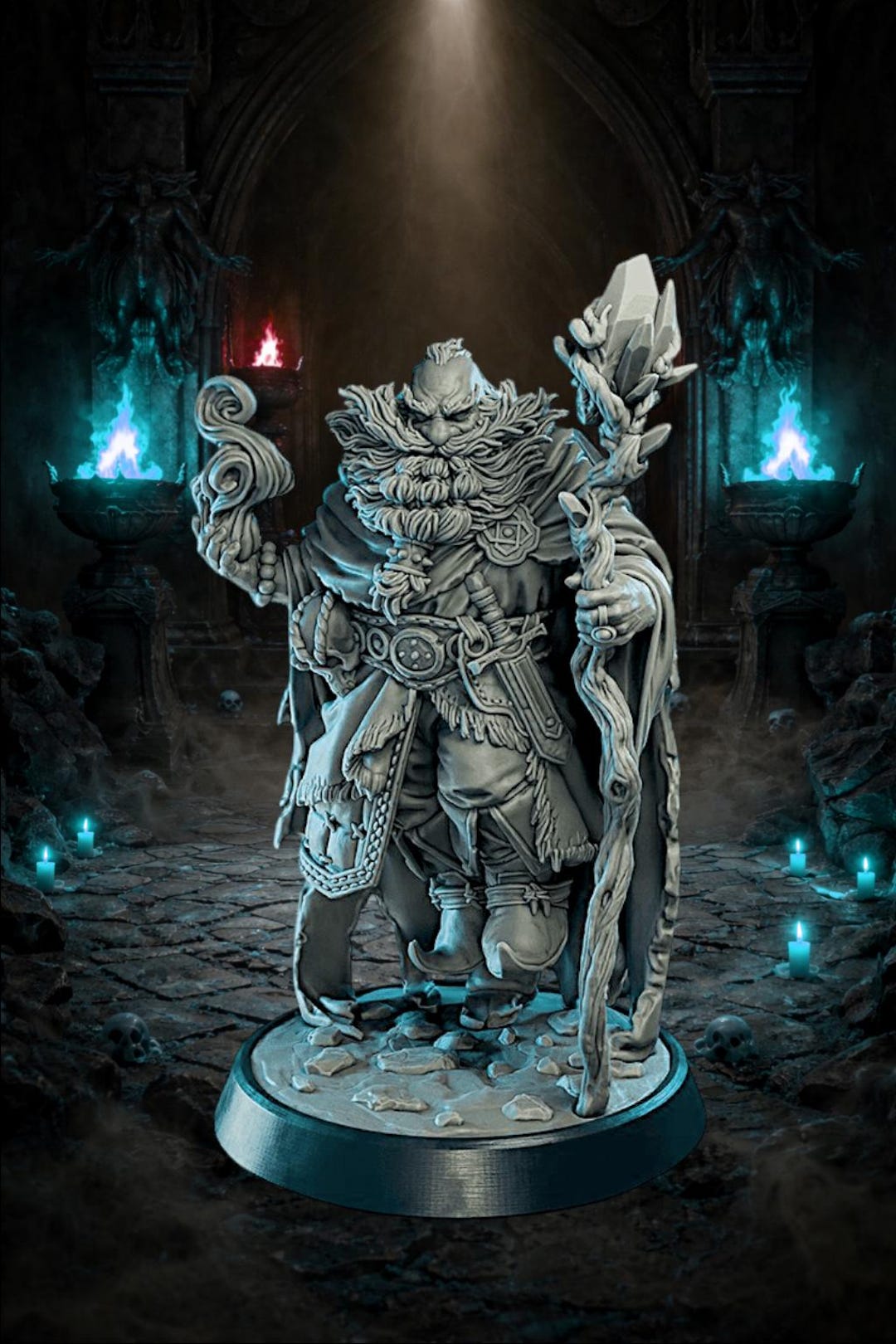 Runic Dwarf Earth Mage Miniature – Stone Druid Wizard – Fantasy RPG ...