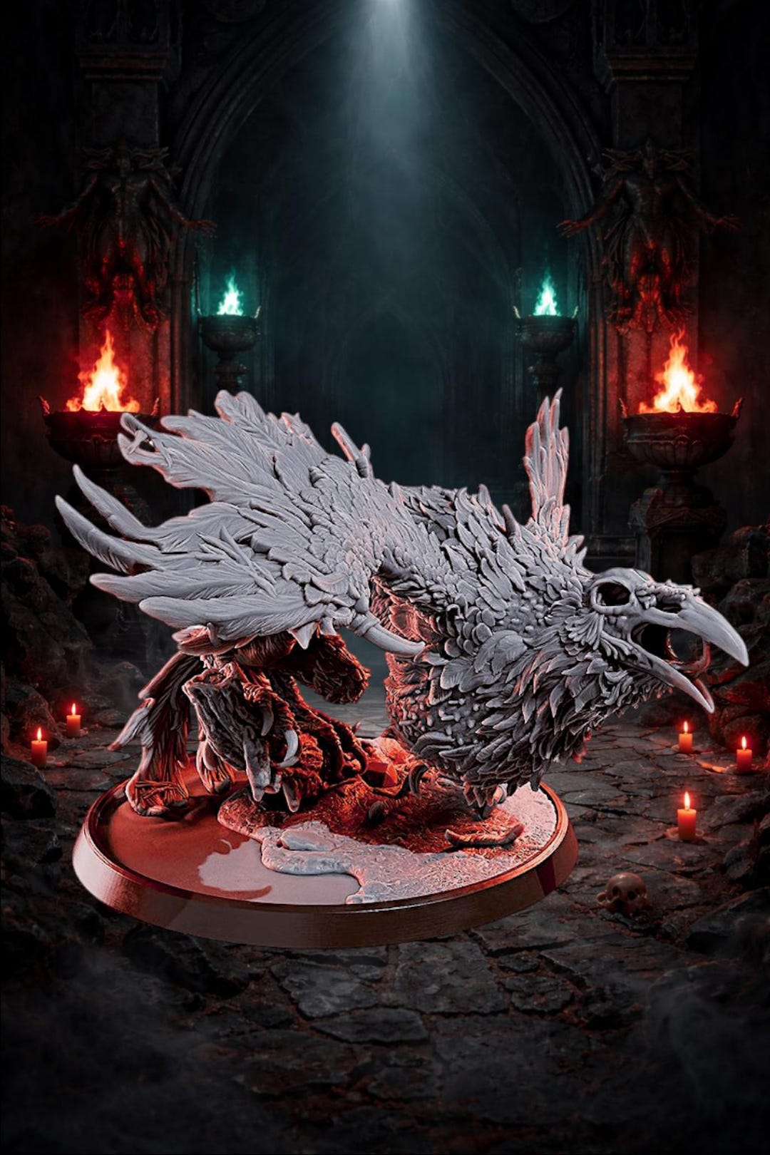 Undead Raven Horror Miniature | Gothic Giant Crow RPG Miniature and 6.5 ...
