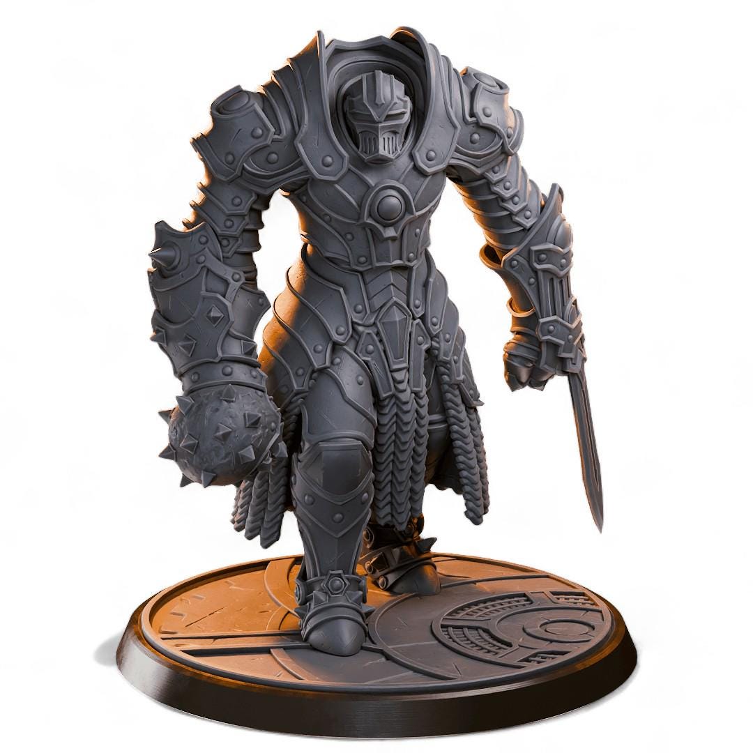 Dread Knight Miniature – Resin Armored Juggernaut With Mace and Sword ...