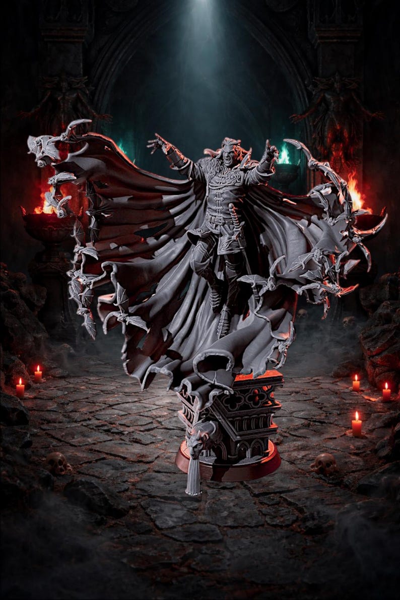 Vampire Transformation Miniature & 6.5" Statue | Gothic Undead Sorcerer ...