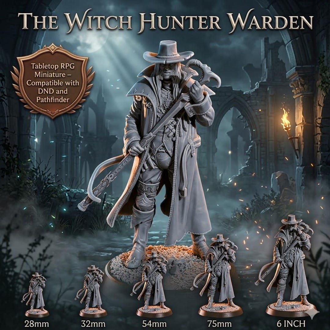 Vampire Hunter Miniature | Gothic Gunslinger With Rifle N Staff | 32mm ...