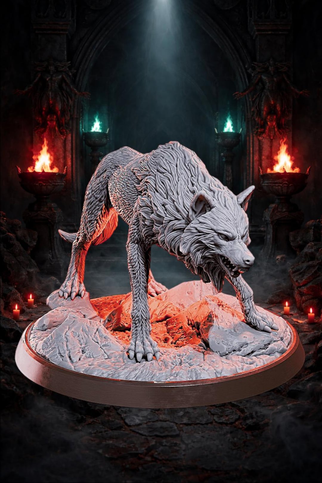 Dire Wolf Miniature | RPG Wolf Monster for D&D | 32mm Tabletop Mini ...