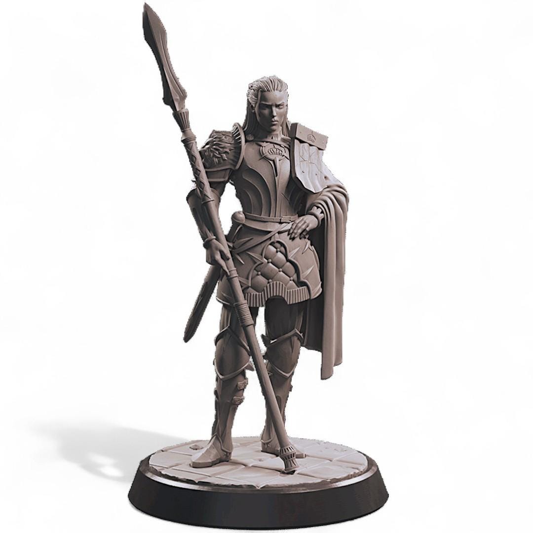 Elandor the Dawnward | Elven Spear Knight Miniature | 28mm 32mm 75mm 6. ...
