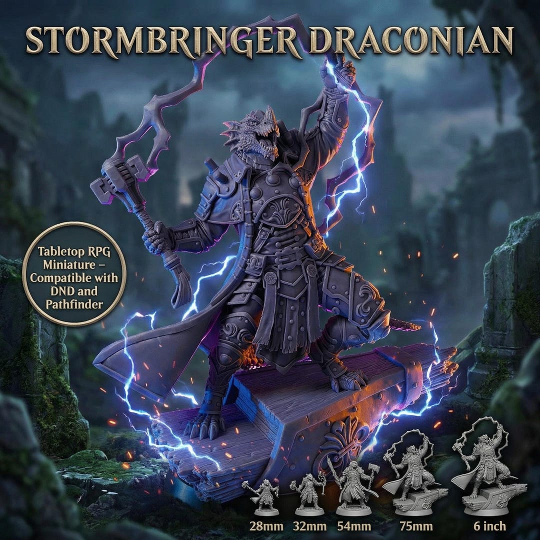 Stormbringer Draconian Miniature Dragonborn Warrior DND Mini Tabletop ...