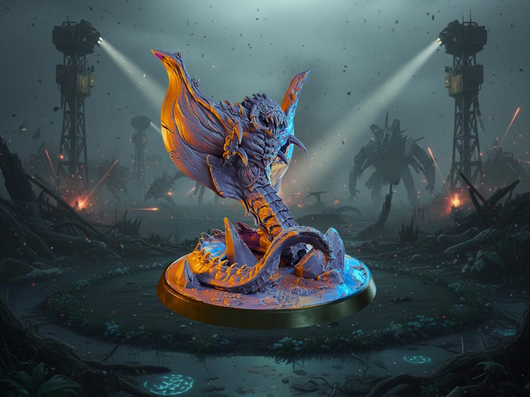 Abyssal Serpent Dragon Miniature | Resin Horror Wyrm for D&D ...