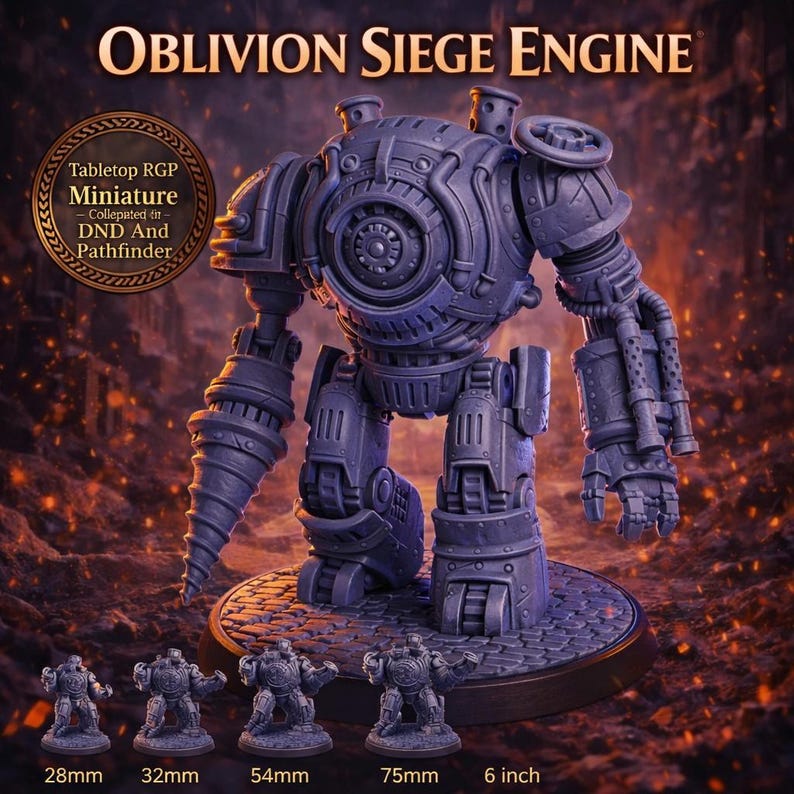 Steampunk Golem Miniature – Clockwork Construct RPG Tabletop 28mm 32mm ...