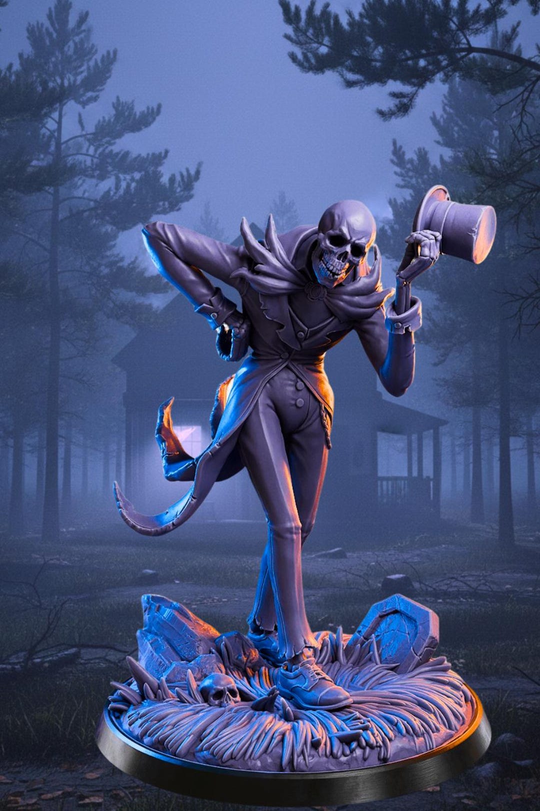 Undead Trickster Miniature – Grinning Skeletal Rogue – 28mm 32mm 54mm ...