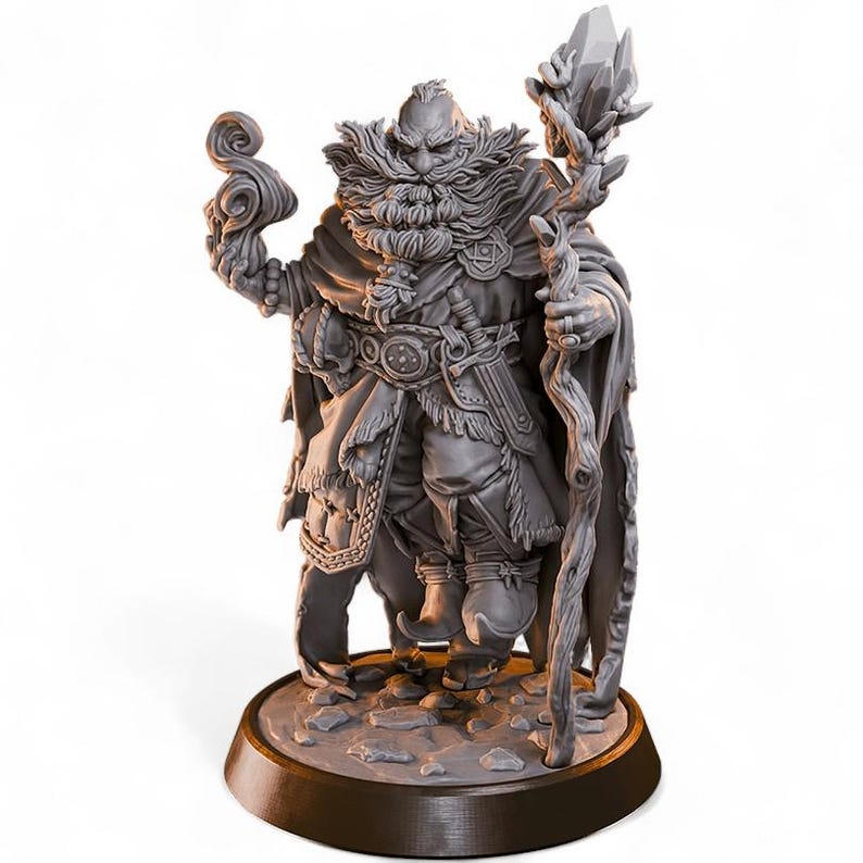 Runic Dwarf Earth Mage Miniature – Stone Druid Wizard – Fantasy RPG ...