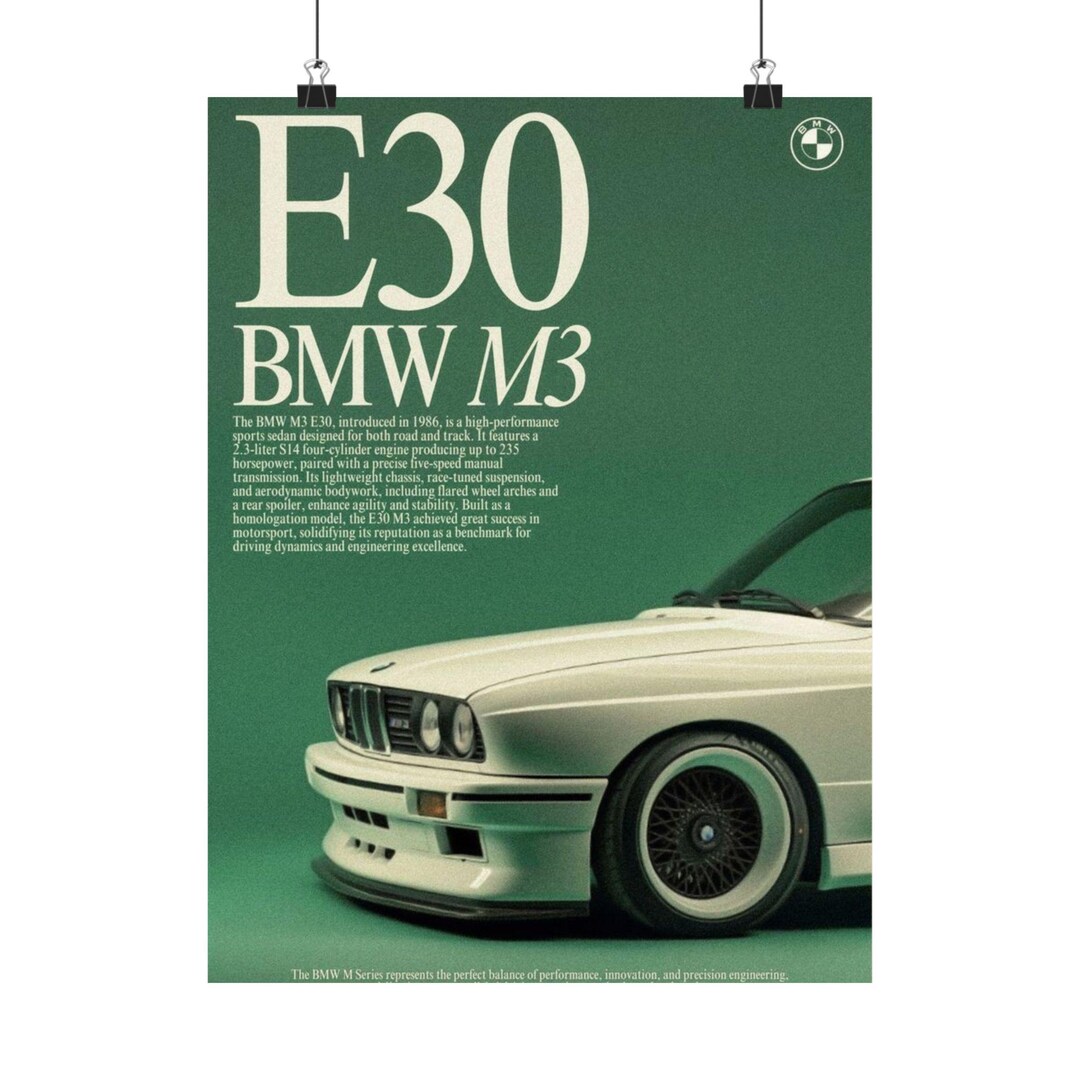 BMW E30 M3 Matte Vertical Poster, Car Wall Art, Auto Decor, Gifts for ...