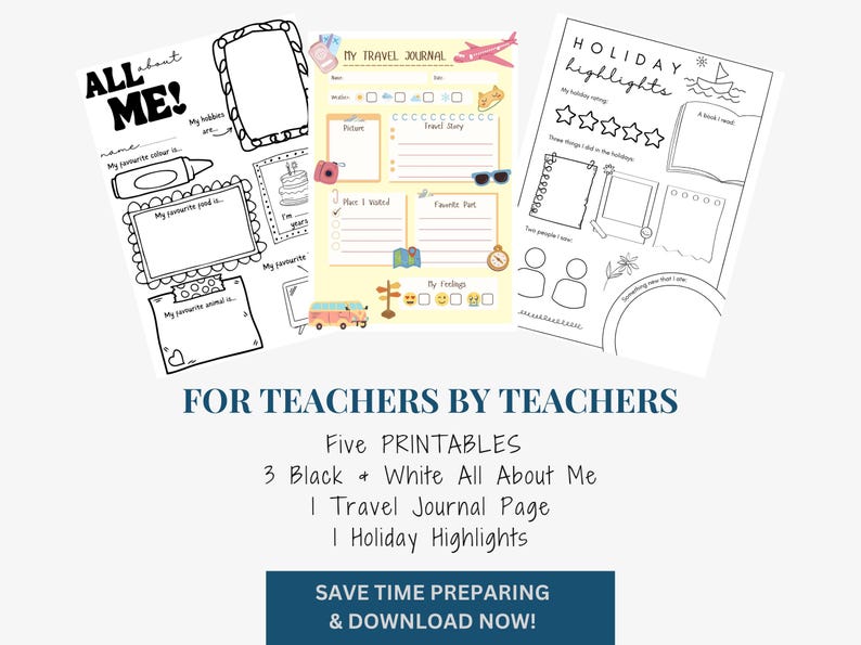 5 Fun All About Me Activity Worksheets, First Day Back Classroom ...