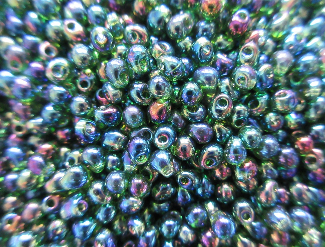 Miyuki Drop Beads - 3.4 Mm - Olive Green AB - Select 10, 20 or 30 Grams ...