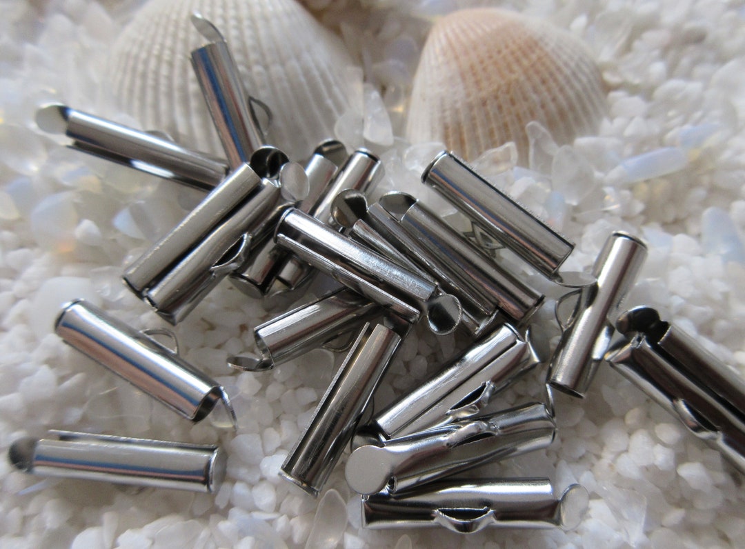 Stainless Steel Slide on End Tube Clasp - Steel Color - 25mm W/end Caps ...