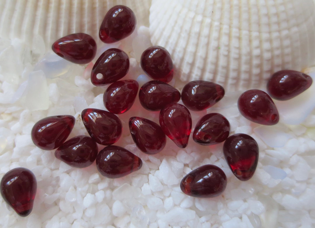 Czech Glass Tear Drop Beads - Garnet - 5 X 7mm - Select 50 or 100 Pcs ...