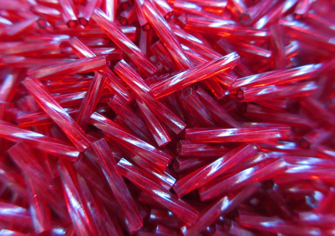 Miyuki Twisted Bugle Beads - 2mm X 12mm - Cranberry - Select 10, 20 or ...
