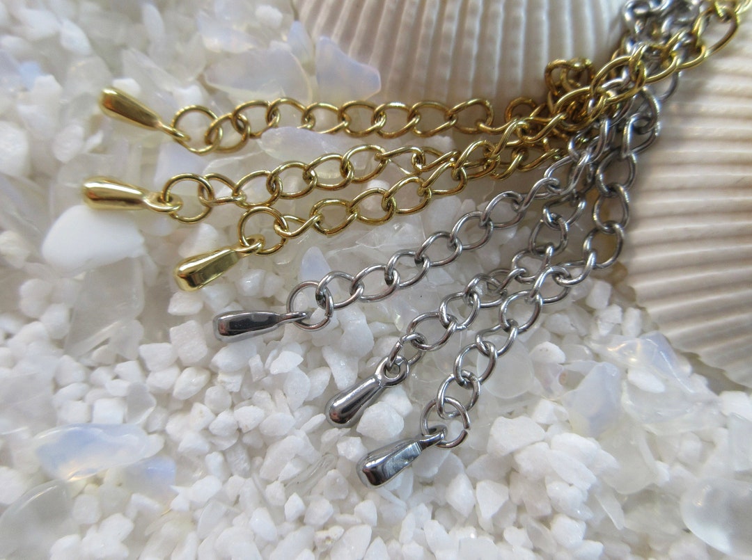 Stainless Steel Chain Extender - Teardrops - 59x3mm - Select 2 to 6 Pcs ...