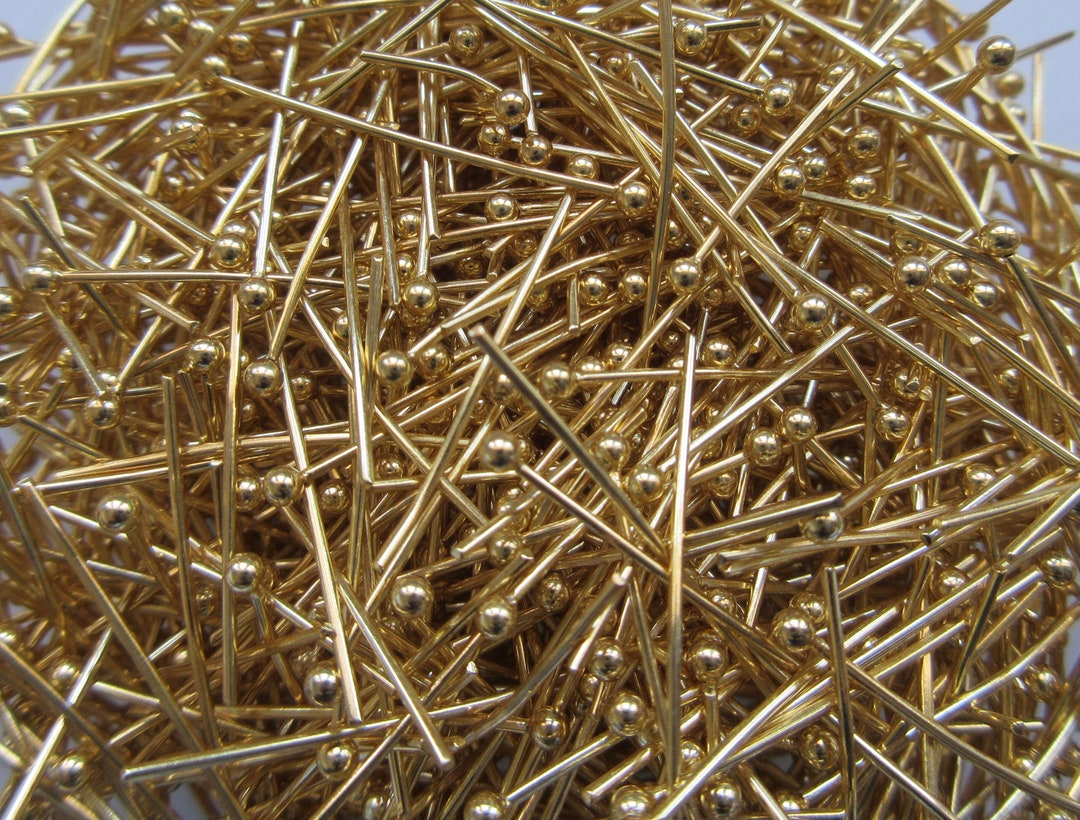 Stainless Steel Ball Head Pins - 25 Mm - 20 Gauge - 24K Gold Plated ...
