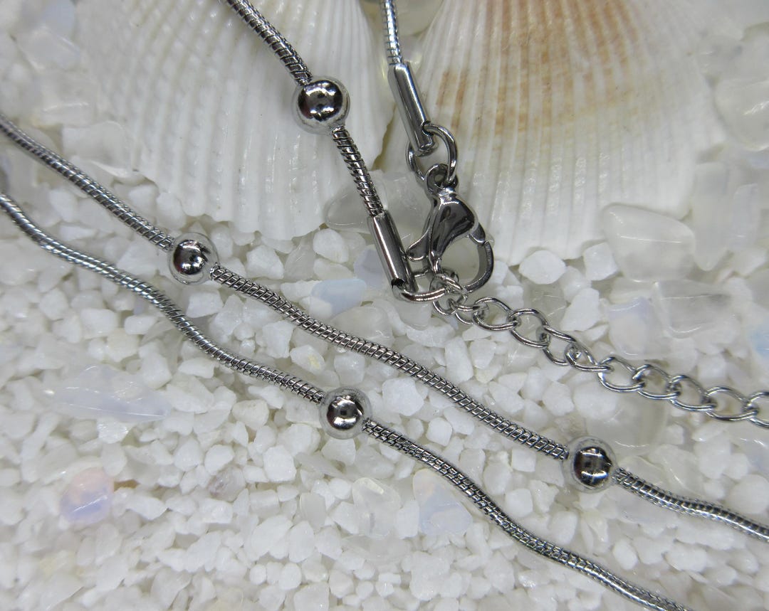 Stainless Steel Satellite Snake Necklace - 1.2mm - 17.75" Length W ...