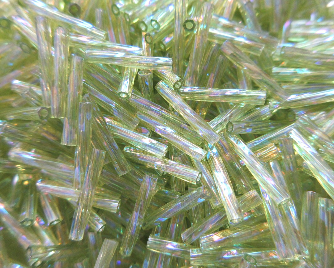 Miyuki Twisted Bugle Beads - 2mm X 12mm - Chartreuse AB - Choice of 10 ...