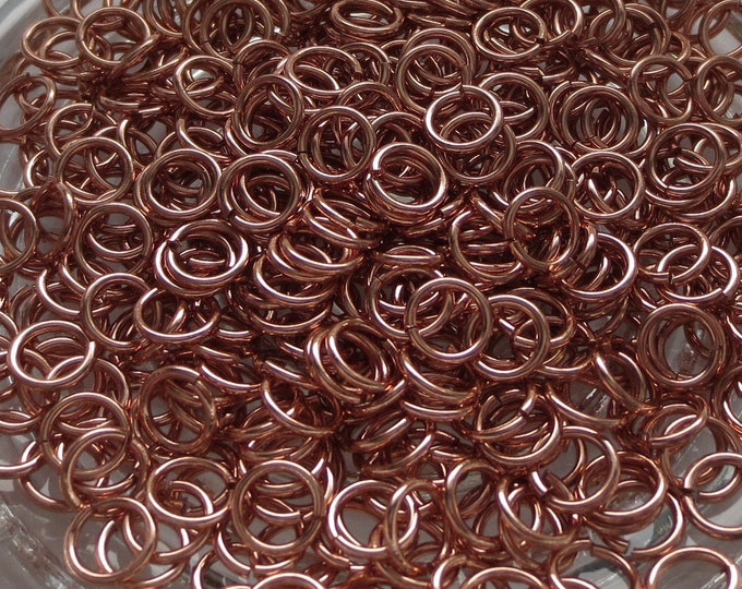 100 Pcs Rose Gold Plated Open Jump Rings 6mm 18 Gauge 1mm Thick High ...