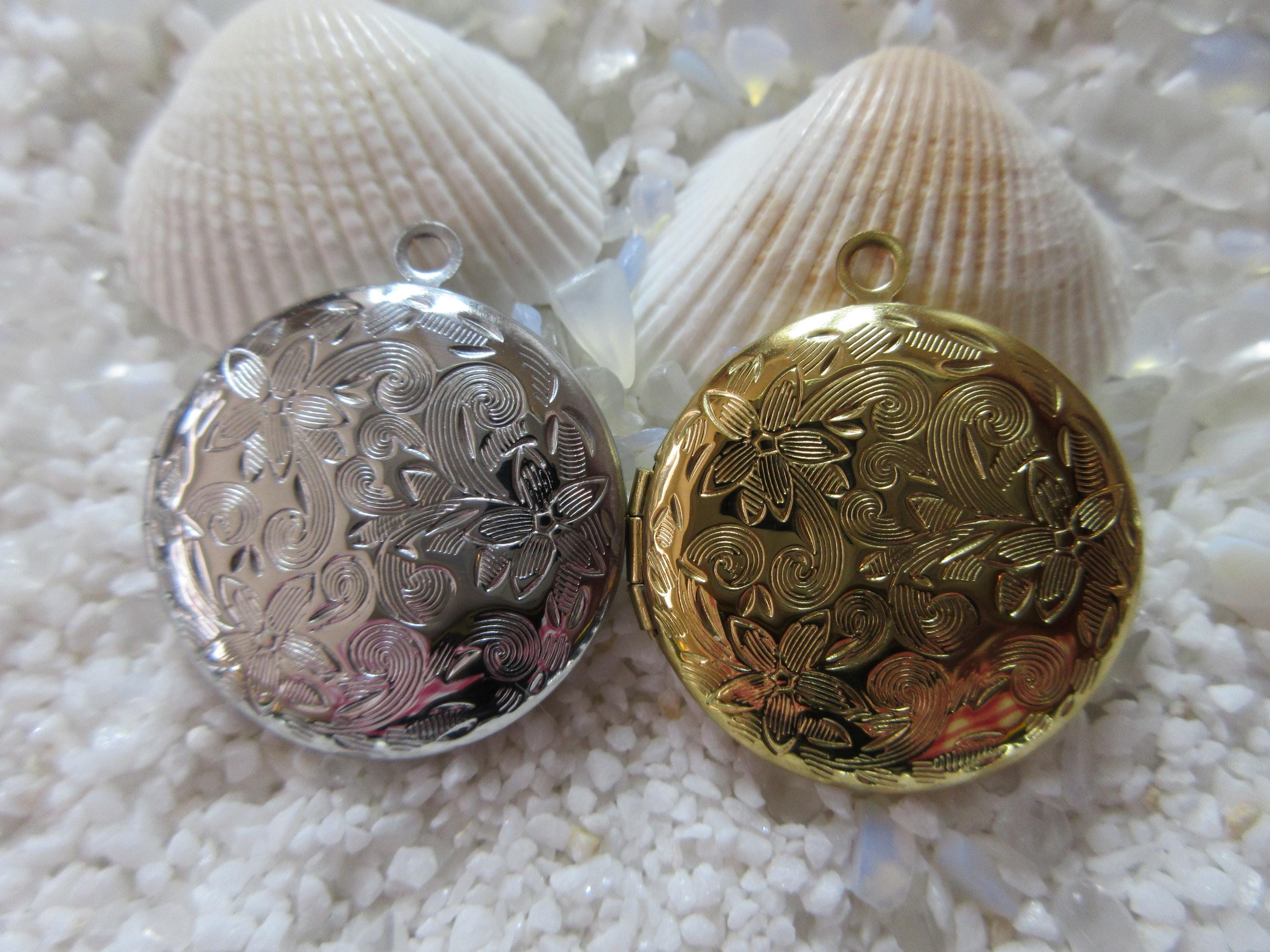 Stainless Steel Round Locket Pendant - Floral Design - 26mm - 1 Pc - Etsy