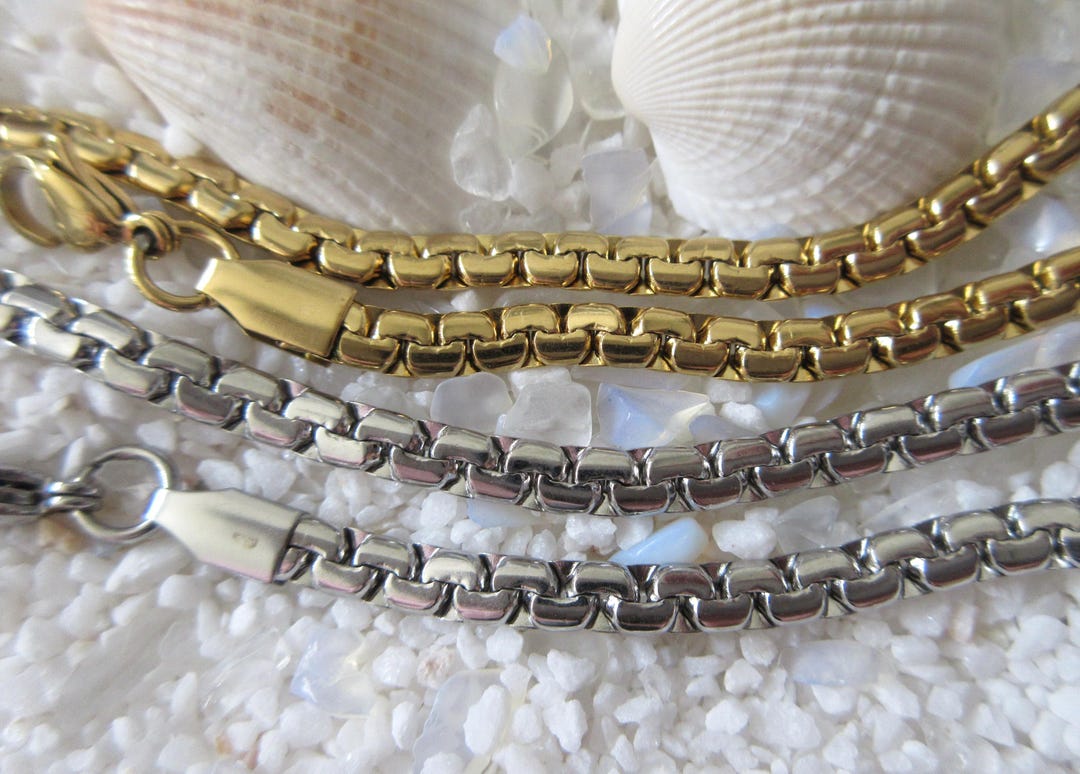 Stainless Steel Flat Box Chain - 4mm Width - 17.75” Length - Select ...