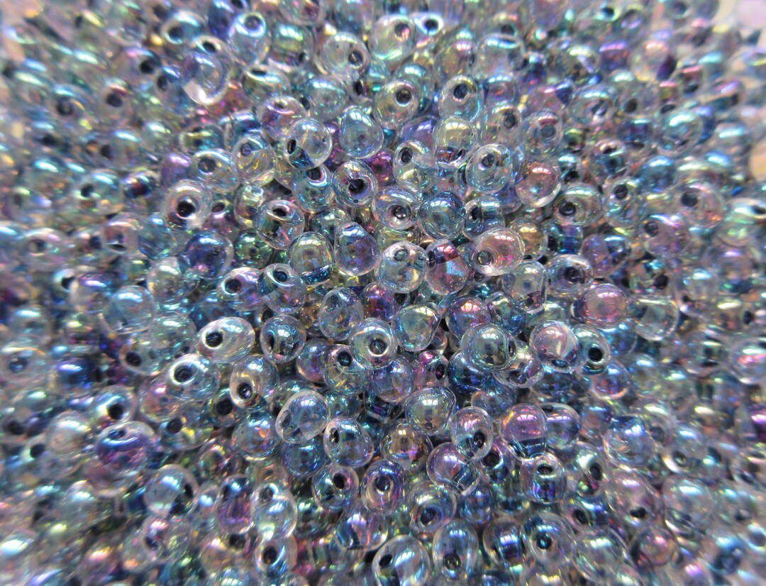 Miyuki Drop Beads - 3.4 Mm - Noir Lined Crystal AB - Select 10, 20 or ...