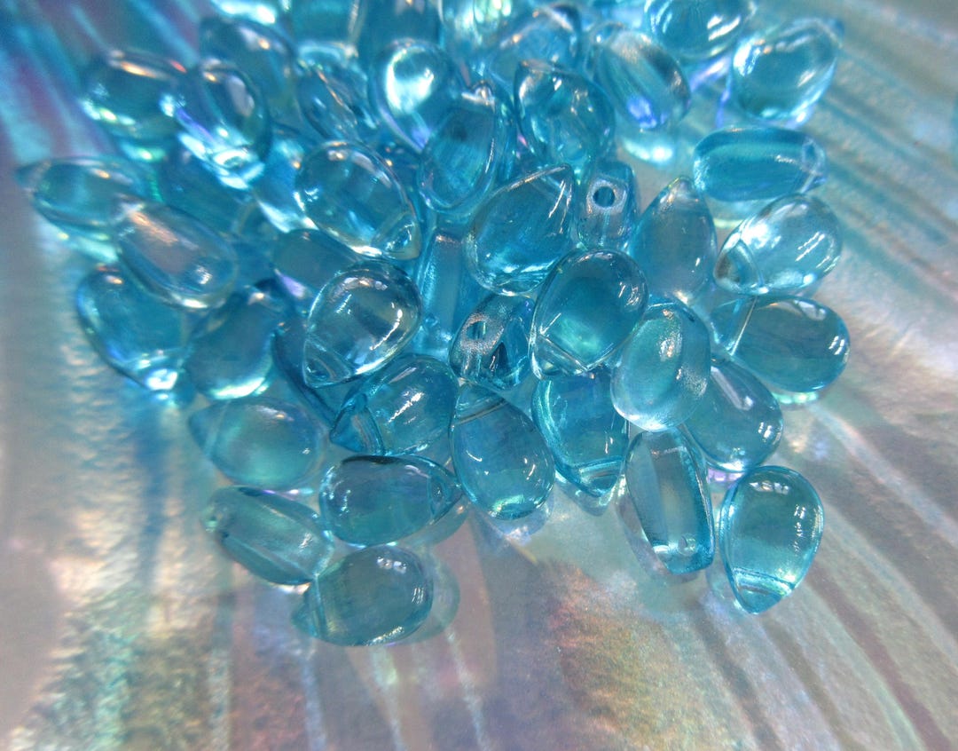 Glass Tear Drops - 6x9mm - Blue Teal - Select 50 or 100 Pcs - Etsy