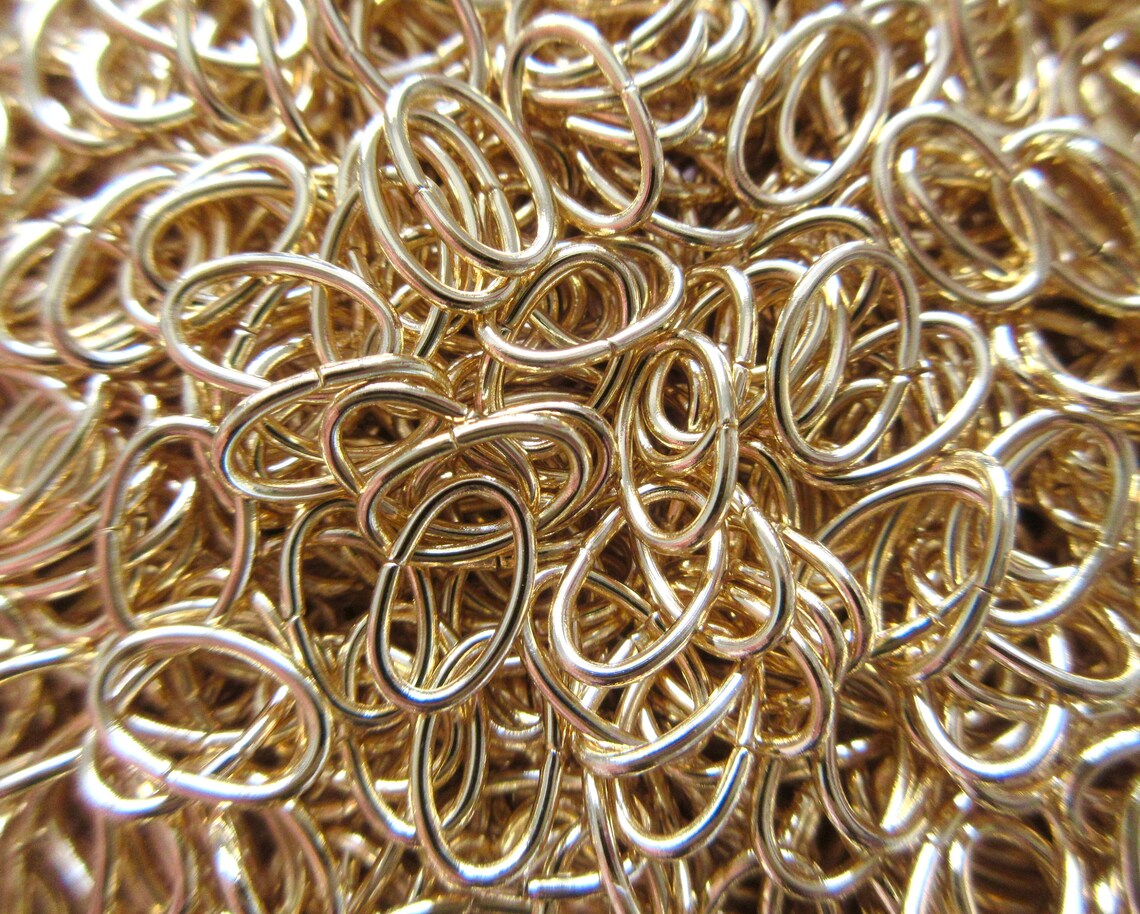 Stainless Steel Oval Jump Rings - 18K Gold Plated - 8x5mm - 20ga ...