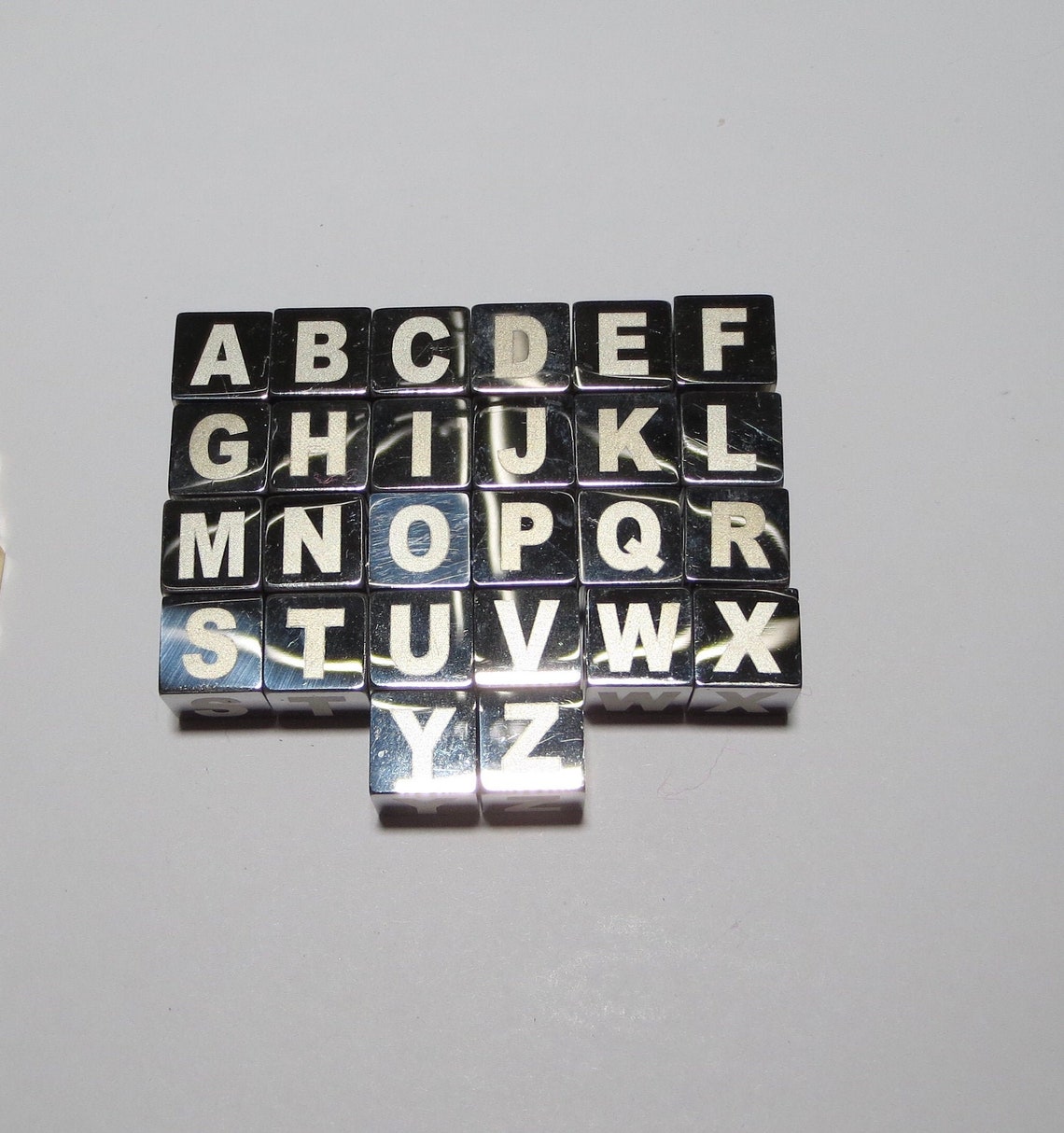 Stainless Steel Letter/alphabet Pendant/charms - 10mm Cube - Polished ...
