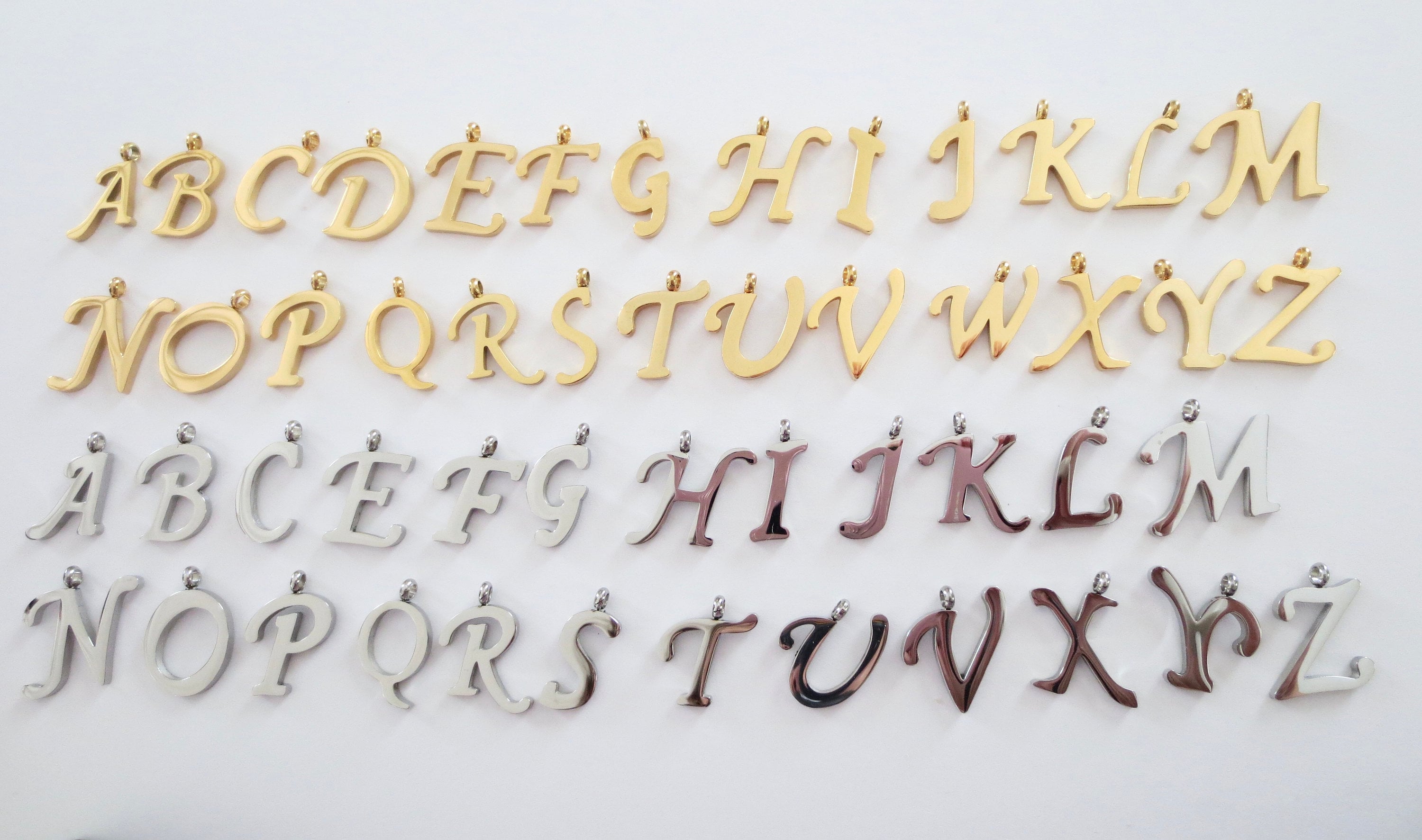 Stainless Steel Letter/alphabet Pendant/charms 17mm Script - Etsy