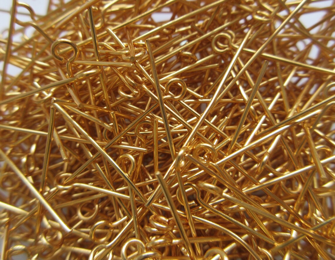 Stainless Steel Eye Pins - 18k Gold - 25 Mm - 21ga - Select 100 or 200 ...