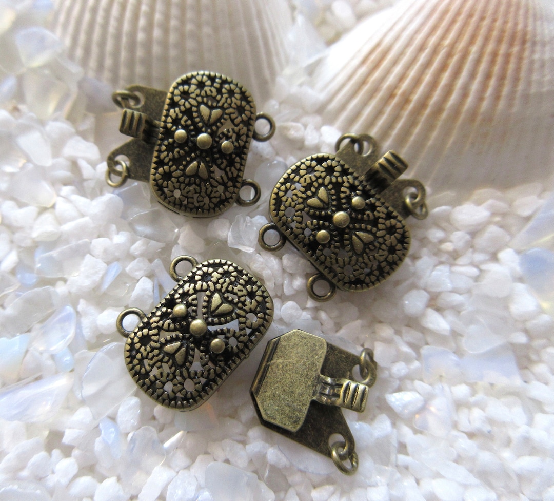 Antique Bronze Brass Oval Box Clasp - 14.5x16mm - 2 Strand Clasp ...