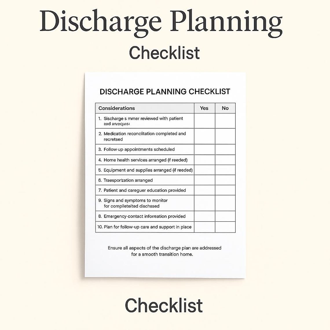 Discharge Planning Editable Checklist – Hospital to Home Care Guide ...