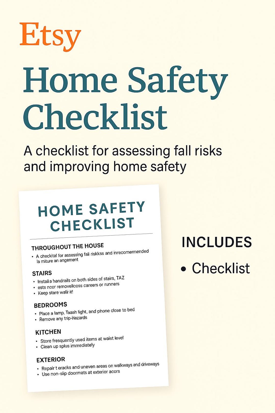 Home Safety Editable Checklist for Seniors & Caregivers (PDF Download ...