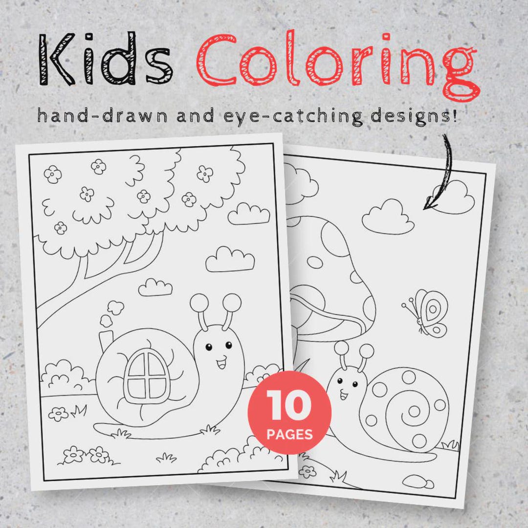 Snails Coloring Pages for Kids – Cute Printable PDF Activity Pages - Etsy