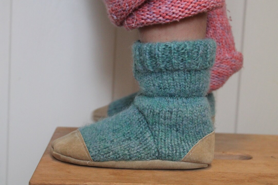 Wool Baby Slippers, Booties Winter Skies Baby / Toddler Boots / Leather ...