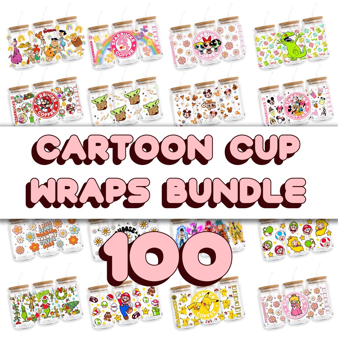 100 Cartoon Mystery 16oz UVDTF Cup Wraps Bundle - Etsy