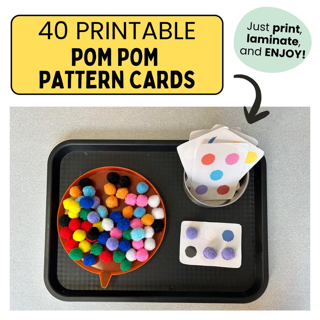 Pom Pom Pattern Cards: Preschool Learning Activity (printable PDF ...