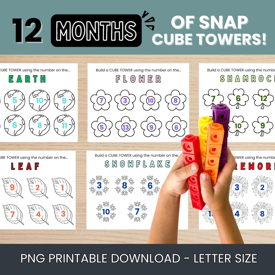 Snap Cube Building Sheets: Preschool Math Center Learning Mats - Etsy