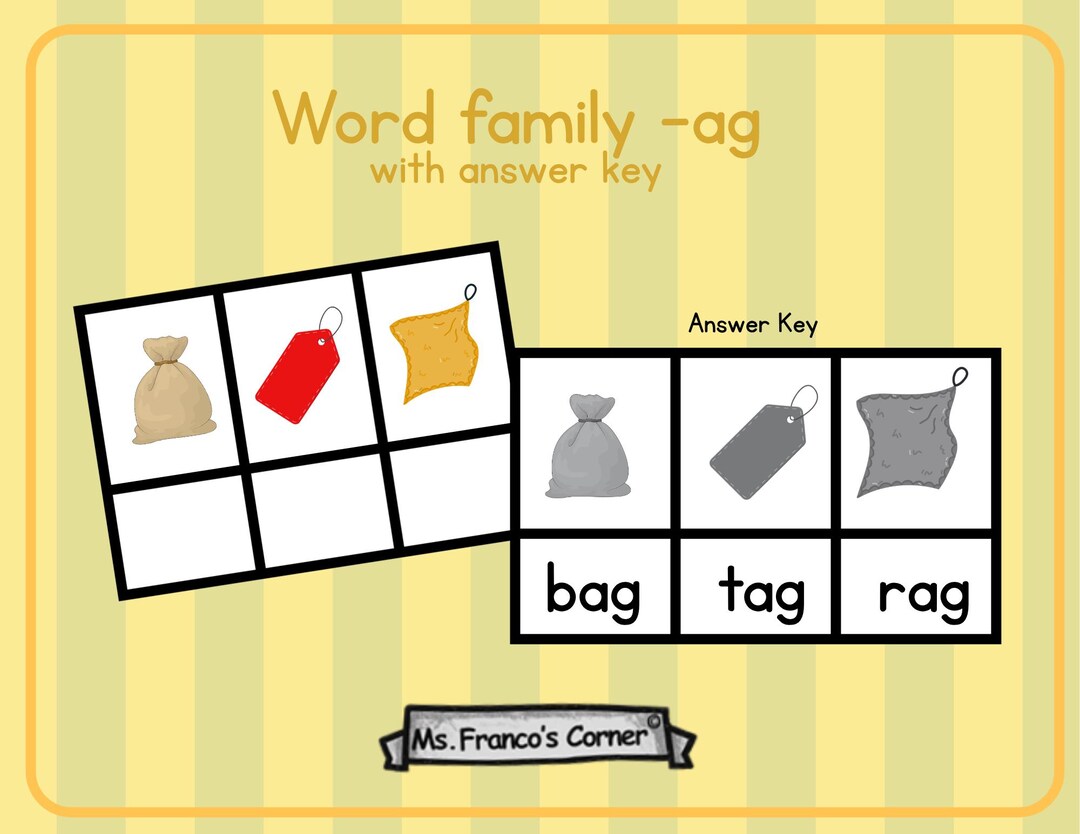 CVC Word Family -ag Activities | Literacy Center - Etsy