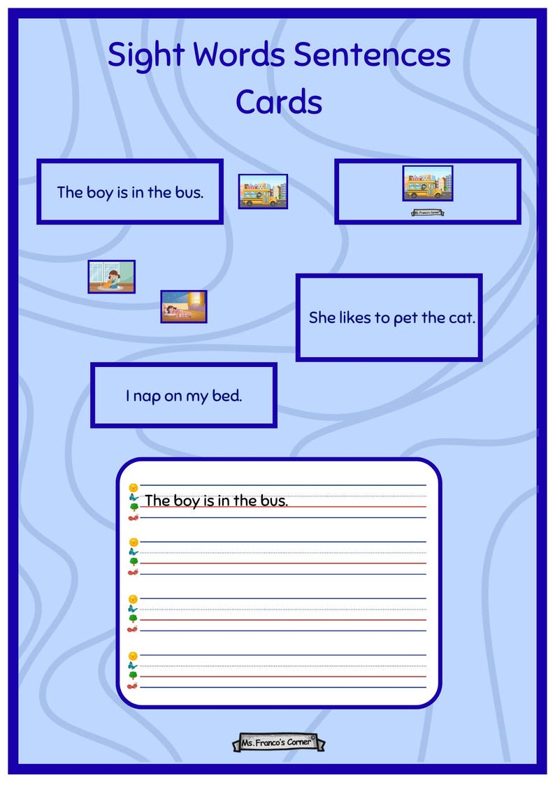 Sight Word Sentence Matching Cards | Reading Comprehension Literacy ...