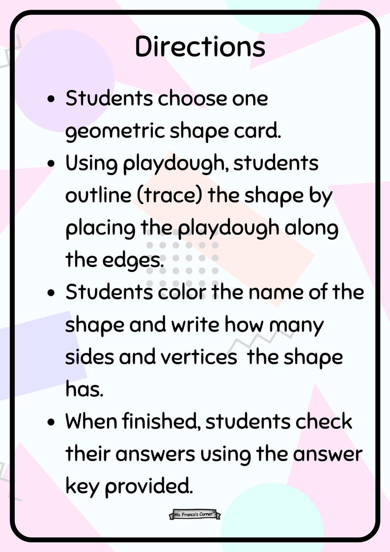 Playdough Shapes in Spanish | 2D Shapes Hands-on Geometry Activity - Etsy