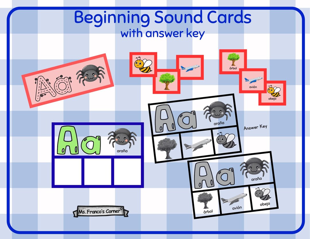 Spanish Vowel Beginning Sounds Cards | Sonidos Iniciales Para Dual ...