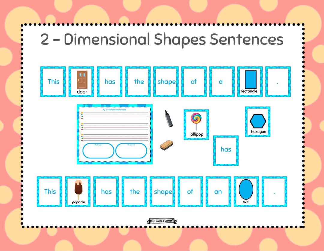 2D Shapes Sentences Center – Math Activity - Etsy