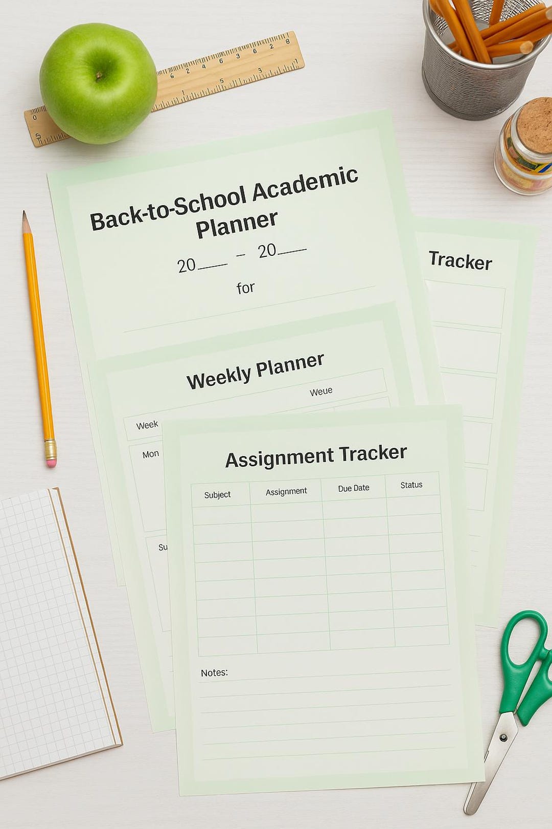 Printable Student Planner: Minimalist Sage Ombre Design (US Letter PDF ...